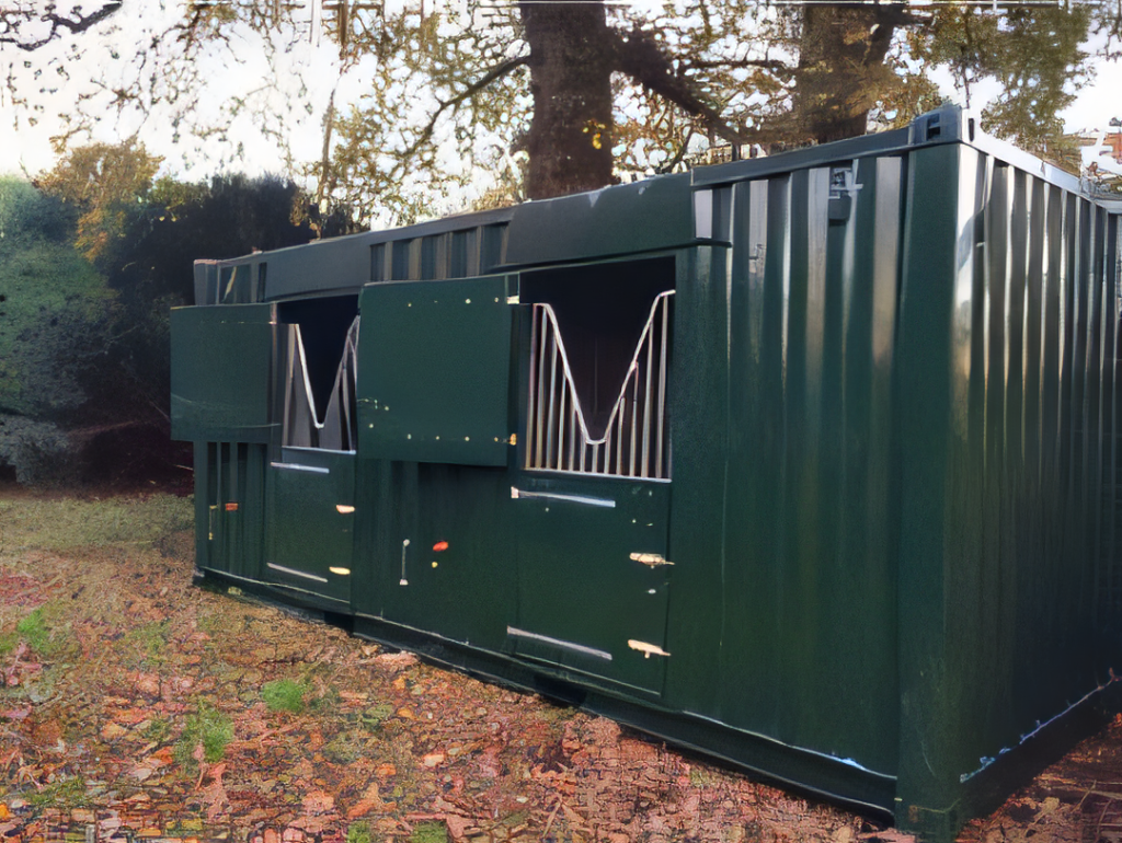 Shipping Container Converted to Stables | Horse Barns, Horse Paddock ...